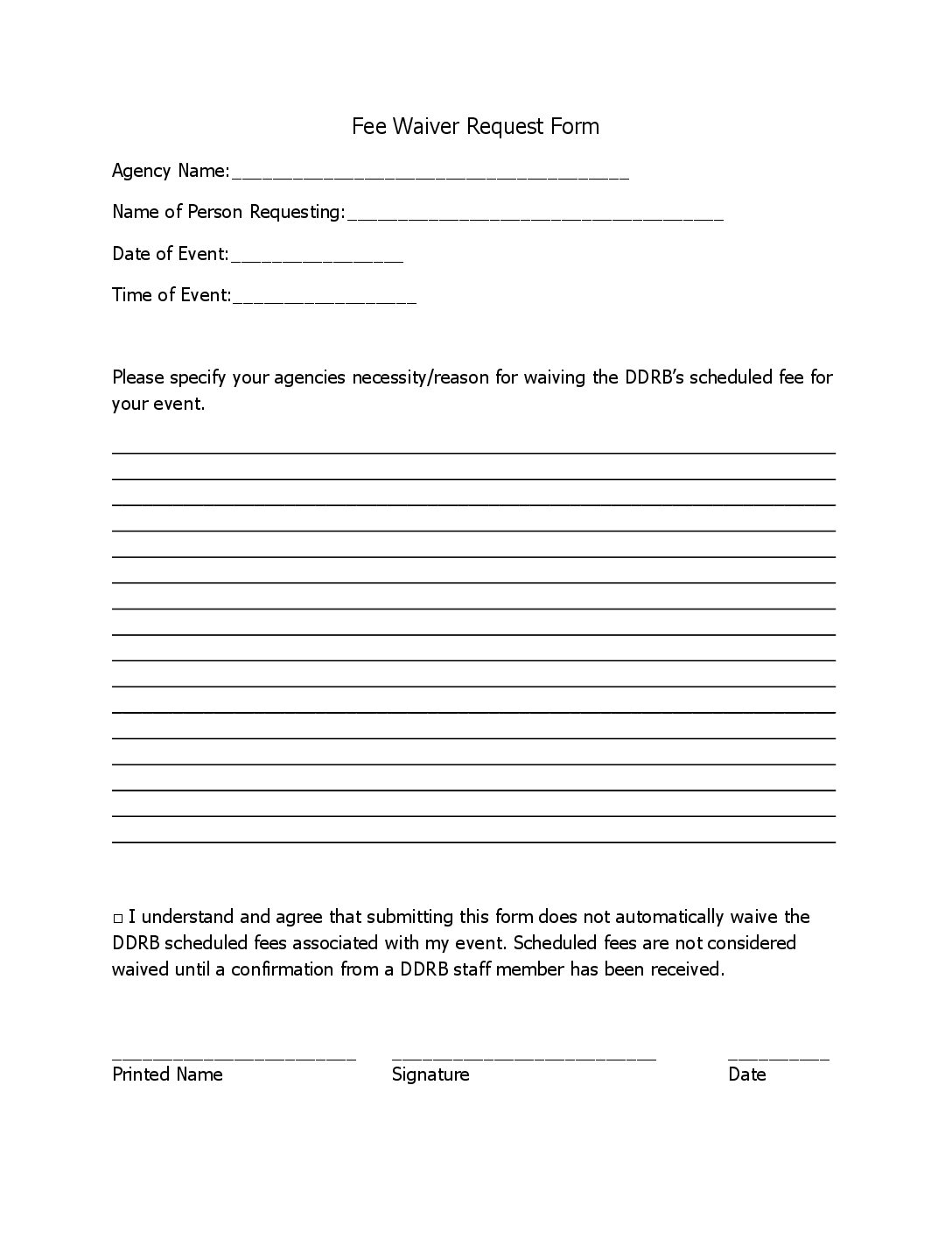 Fee Waiver Request Form DDRB Developmental Disabilities Resource